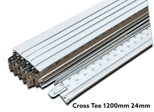 Pack of 10 White Cross Tee Section 1200mm x 24mm Suspended Ceiling Gri ...
